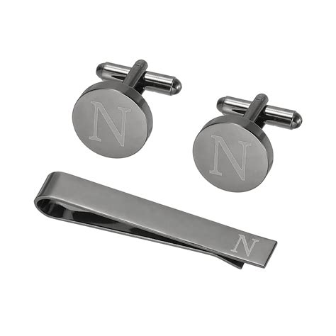 Uxcell Cuff Links Initial Tie Clip And Cufflink Set For Men Classic Copper Letter N Black