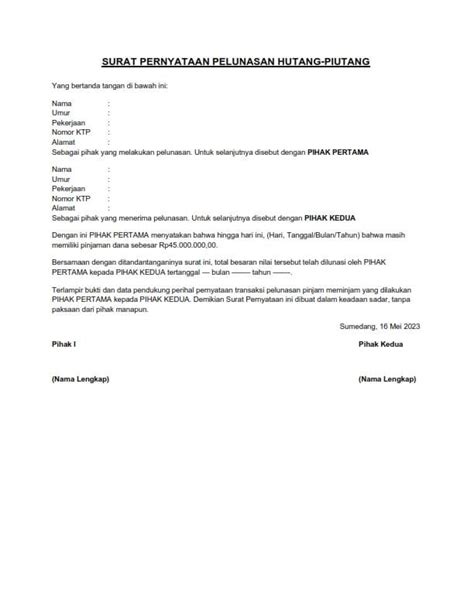 Contoh Surat Kuasa Penagihan Hutang Piutang Contoh Surat Penagihan My