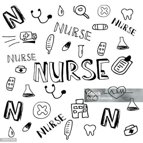 손으로 그린 간호사 레터링 및 메디컬 아이콘 컬렉션 의료 배경 또는 패턴 간호사에 대한 스톡 벡터 아트 및 기타 이미지 간호사 건강관리와 의술 낙서 드로잉 Istock