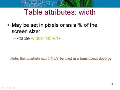 Tables Attributes 1 Table Attributes Border Activates Border