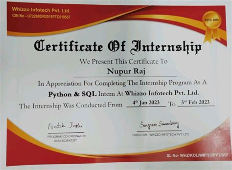 Nupur Raj On Linkedin Internshipprogram Python Sql Experience Oracle