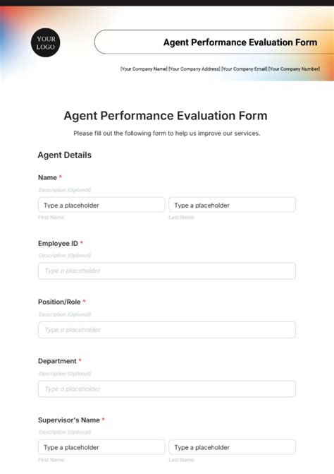Free Agent Performance Evaluation Form Template To Edit Online