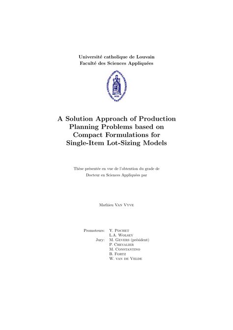 Pdf A Solution Approach Of Production Planning Problems Based On