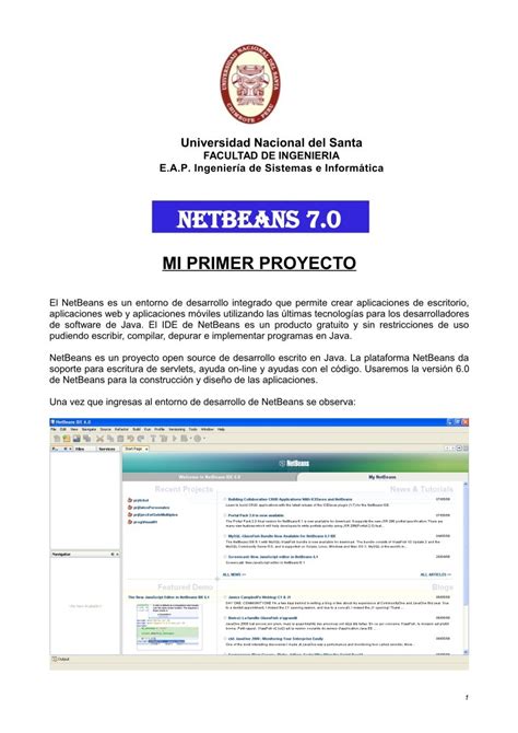 Pdf De Programación Netbeans 70 Mi Primer Proyecto