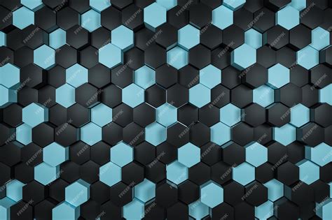 Premium Photo 3d Rendering Black And Cyan Hexagon Cubes