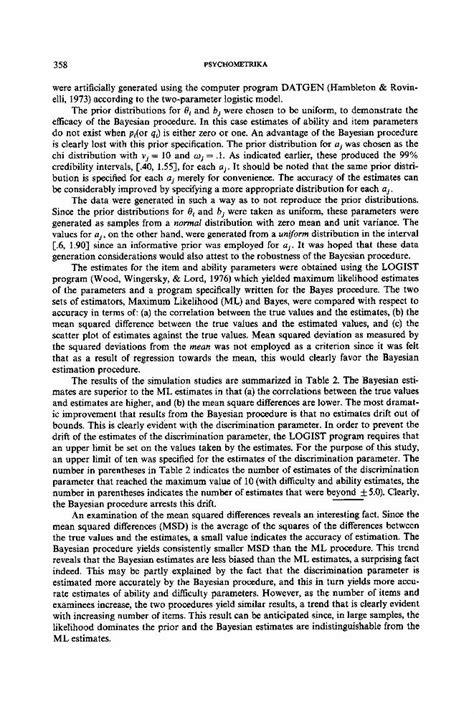 Pdf Bayesian Estimation In The Two Parameter Logistic Model Dokumen