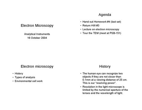 Electron Microscopy Analytical Instruments Hydrology Glg 490 Docsity