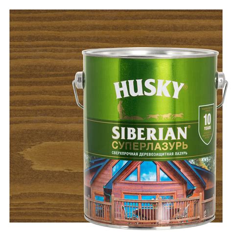 Лазурь для дерева Husky Siberian Суперлазурь цвет ореховое дерево 2.7 л ...