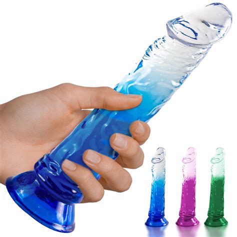 Silicone Jelly Huge Dildos False Penis Suction Cup Insertion Crystal