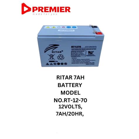 Ritar 7ah12v 24h Battery Rt1270 Wiltech