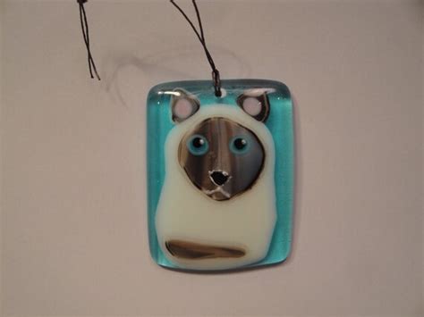 Fused Glass Siamese Cat Ornament Bhs03480