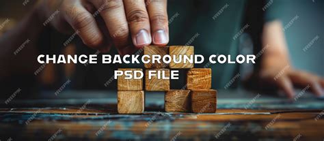 Premium Psd Hand Stacking Wooden Blocks On Table
