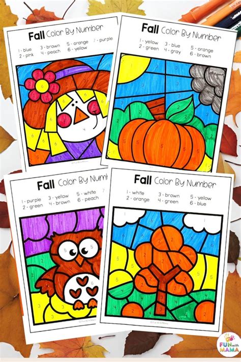 10 Fall Color By Number Free Printables