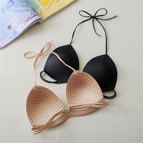 Halter Bra Wire Free Push Up Seamless Bralette Sexy Womens Full