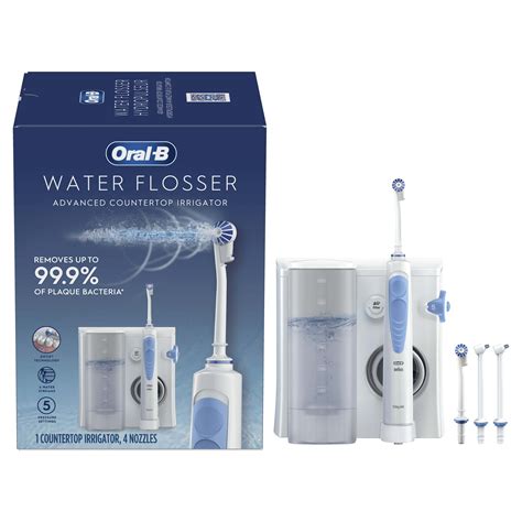 Oral B Dental Flossing Water Flosser With 4 Nozzles White And Light Blue
