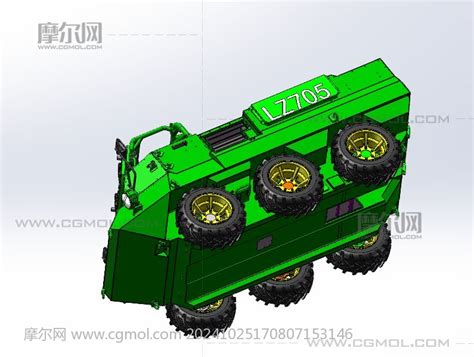 山猫6×6全地形车水陆两栖车solidworks模型 装甲坦克模型下载 摩尔网cgmol