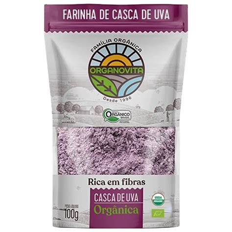 Farinha De Casca De Uva Orgânica 100g Organovita Organovita