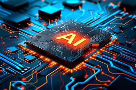 Futuristic Ai Chip On A Digital Circuit Board Representing Advanced Artificial Intelligence