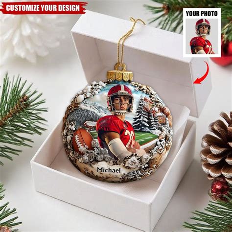 Upload Photos Personalized Football Ornament Designed By Ellene