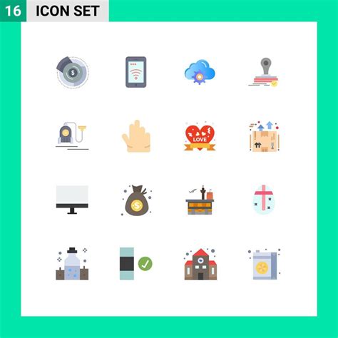 Editable Vector Line Pack Of 16 Simple Flat Colors Of Vacuum Press Wifi Clone Computing Editable