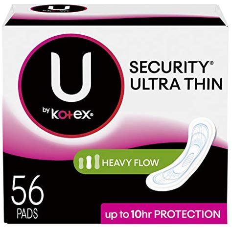 U By Kotex Security Ultra Thin Feminine Pads Heavy Flow Long 56