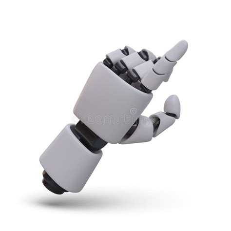 Realistic Mechanical Hand Pointing Up With Index Finger Pressing Artificial Technology Stock
