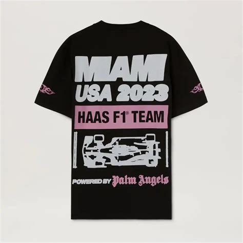 Camiseta Palm Angels Miami F1 Team Black White Pink Droper