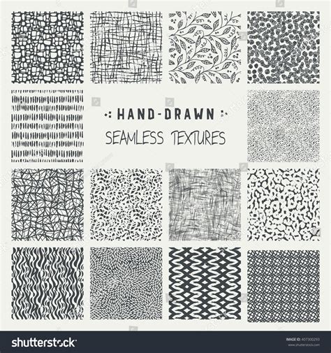 Set Hand Drawn Marker Ink Seamless Stock Vector Royalty Free