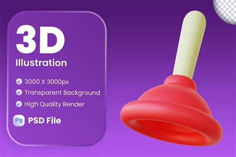 Premium Psd Stylized Toilet Plunger 3d Illustration