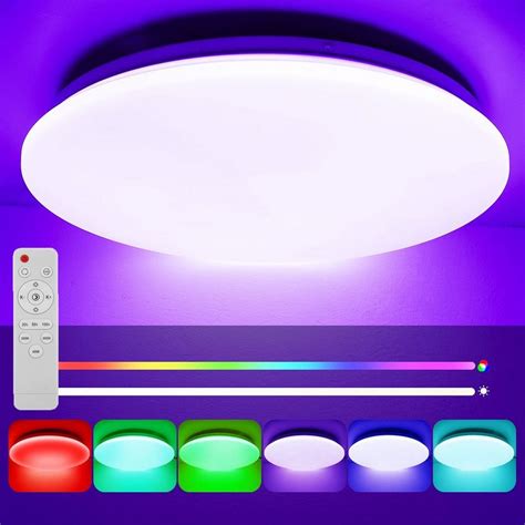Oyajia Deckenleuchte 36w Rgb Led Deckenleuchte Dimmbar Farbwechsel Ip44