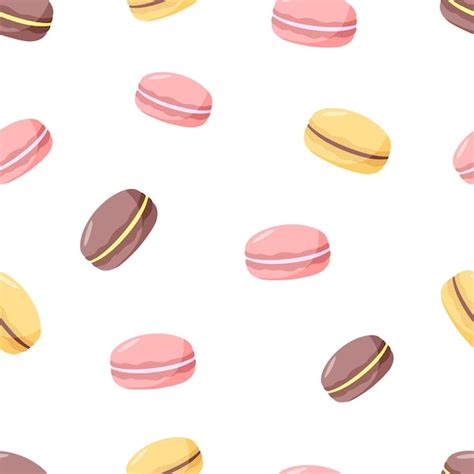 Patrón sin costuras con coloridas galletas de macarrón papel tapiz de