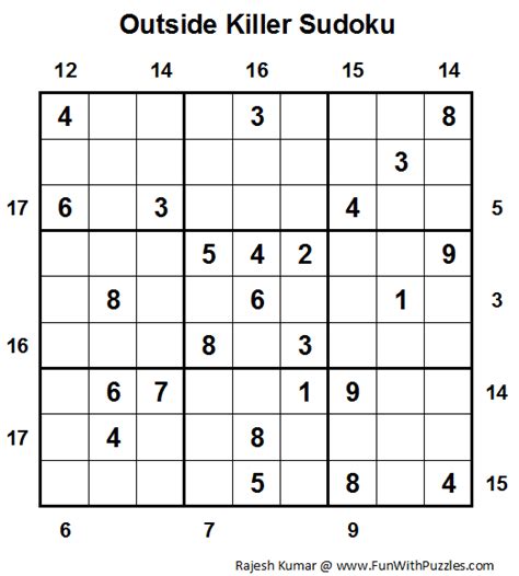 Outside Killer Sudoku Daily Sudoku League 77 Fun With Puzzles
