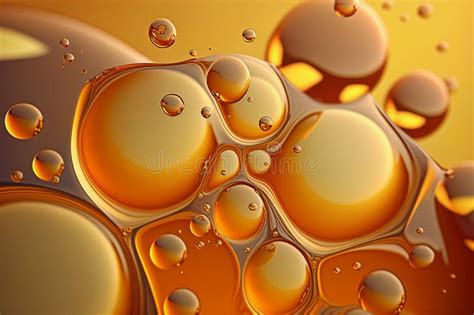Beautiful Abstract Background Golden Liquid Macro Honey Bubbles