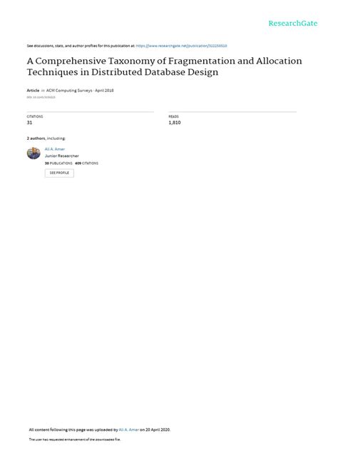 A Comprehensive Taxonomy Of Fragmentation And Allo Pdf Databases