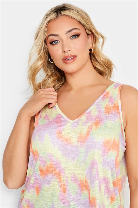 Yours Plus Size Yellow Printed Burnout Vest Top Yours Clothing