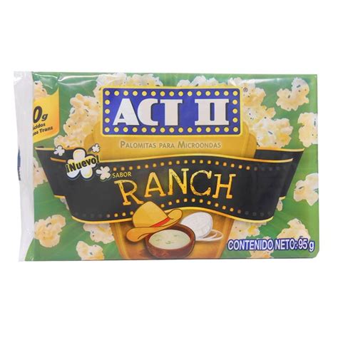 Palomitas Para Microondas ACT II Sabor Ranch 95 G Walmart