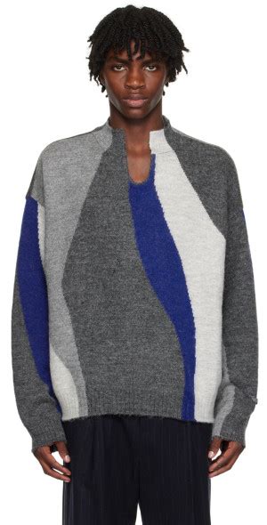 Ader Error Gray Intarsia Sweater