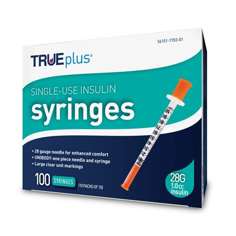 Trueplus Single Use Insulin Syringe 28g X 12 1 Ml 100 Count