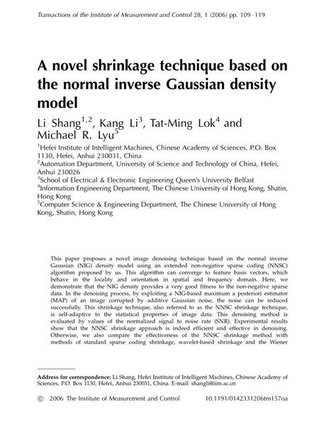 Pdf A Novel Shrinkage Technique Based On The Normal Inverse Gaussian Density Model