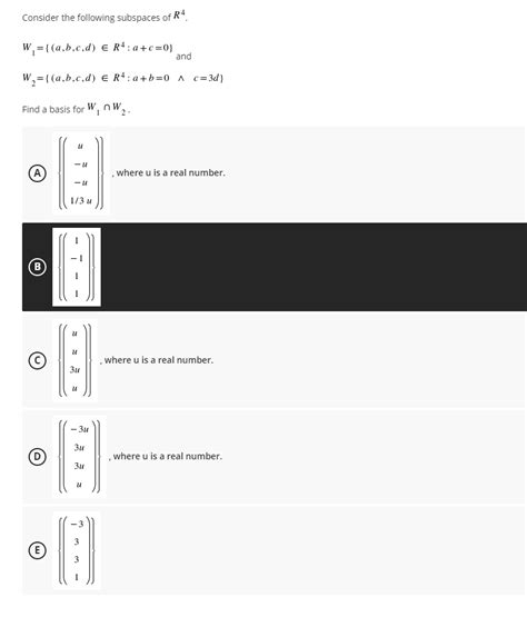 solved consider the following subspaces of r4 w₁