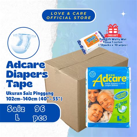 1 Carton Adcare Adult Disposable Tape Dewasa Jenis Tampal Serapan Saiz L Shopee Malaysia