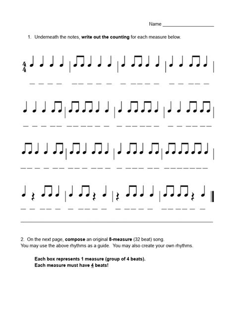 Rhythm Composition Worksheet Pdf
