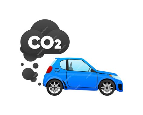Co2 배출 이산화탄소 배출 스모그 오염 연기 오염 물질 자동차 배출 이산화탄소 프리미엄 벡터
