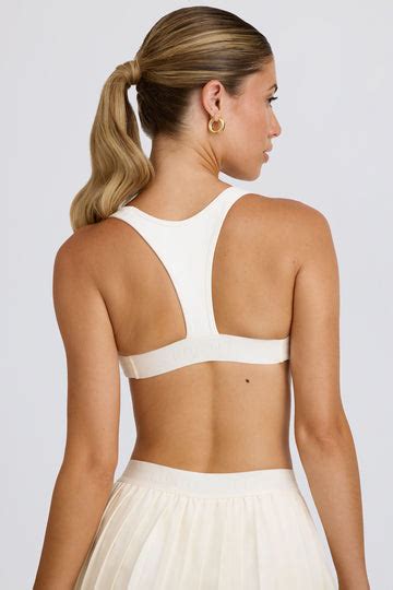 Courtside Classics Soft Active Sports Bra In White Oh Polly
