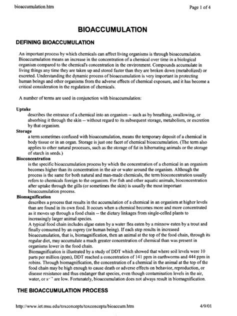 Bioaccumulation Pdf Environmental Science Chemistry