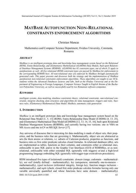 Matbase Auto Function Non Relational Constraints Enforcement Algorithms