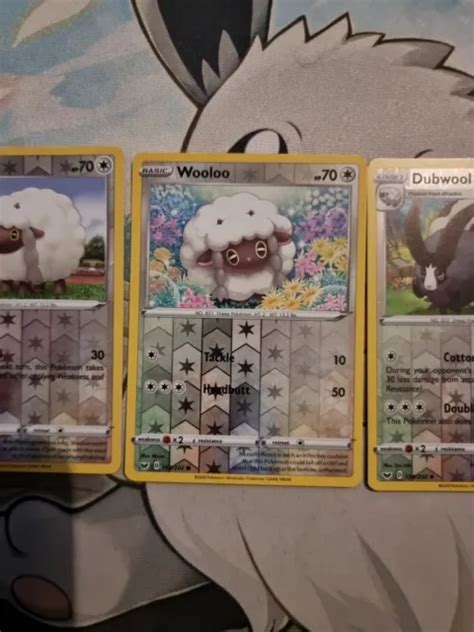 Pokemon Sword And Shield Base Wooloo Evolution Line Dubwool Reverse Holo