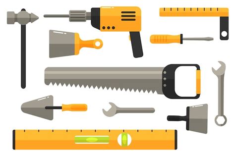 Premium Vector Collection Of Working Tools Repair And Construction