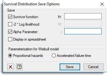 Survival Distribution Save Options Genstat Knowledge Base
