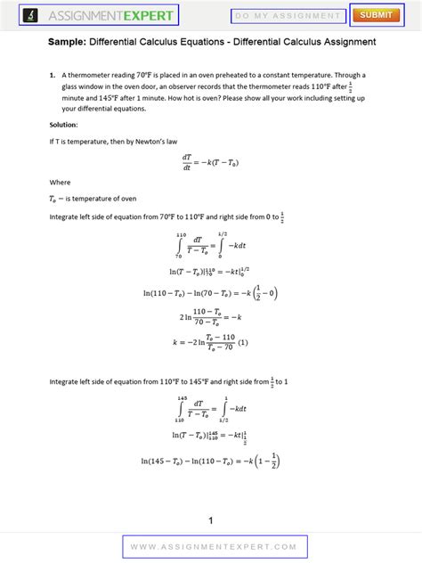 Differential Calculus Assignment Math Differential Calculus Equations D